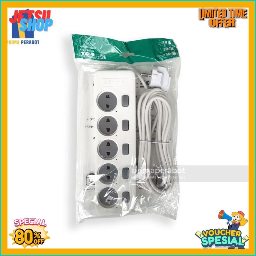 Jual Stop Kontak Dengan Switch 5 Socket 5 Meter Colokan Listrik 5L5M ...