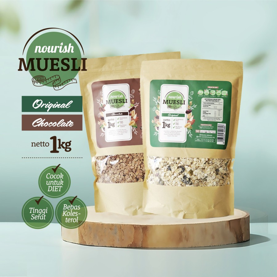 Jual Bundling Nourish Muesli Original&Chocolate Ukuran 1Kg Bebas ...