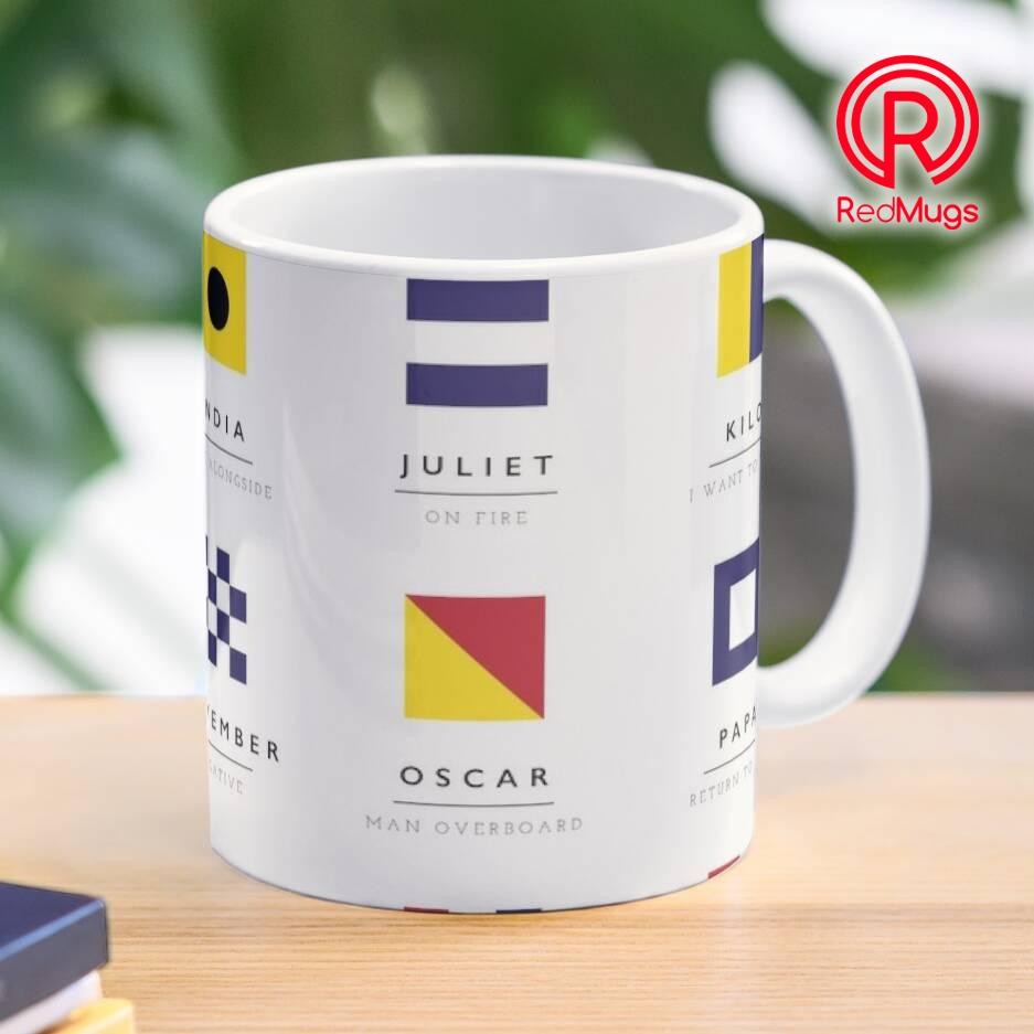 Jual Gelas Mug Nautical Flags: International Code of Signals Classic Mug | Shopee Indonesia
