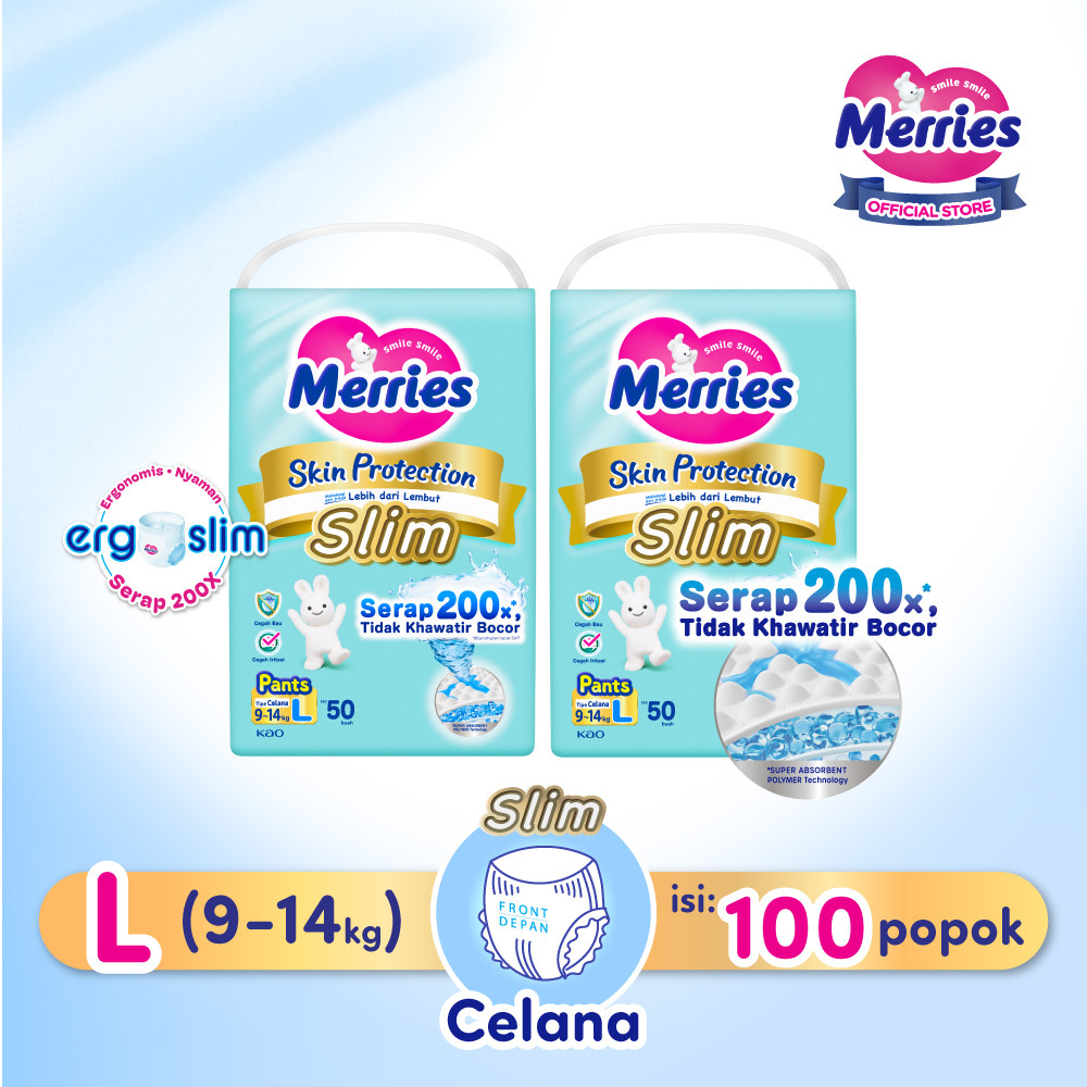 Jual Merries Skin Protection Slim Pants Popok Bayi Diapers Ergoslim L ...