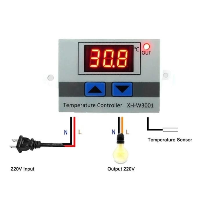 Jual Temperature Temperatur Suhu Controller Thermostat XH-W3001 AC 220V ...