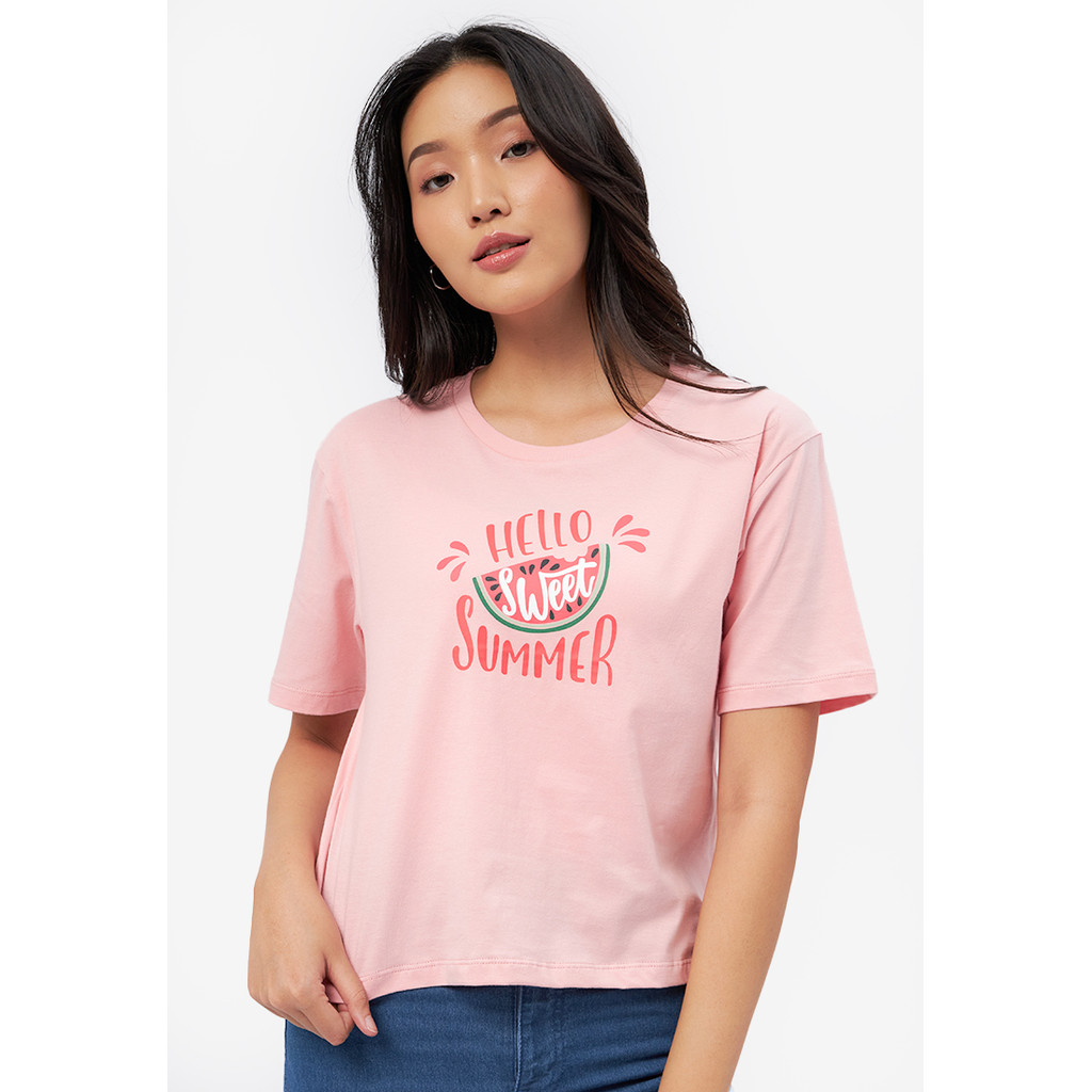 Jual COLORBOX Short Sleeve Graphic T-Shirt Pink | Shopee Indonesia
