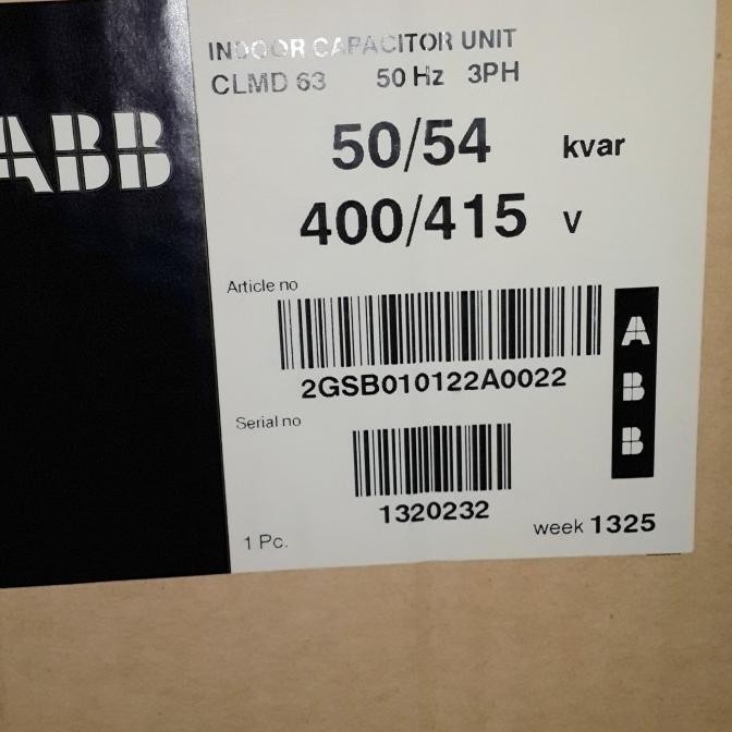 Jual Abb Capacitor 50Kvar 400V 415V Clmd 63 2Gsb010122A0022 Kapasitor ...
