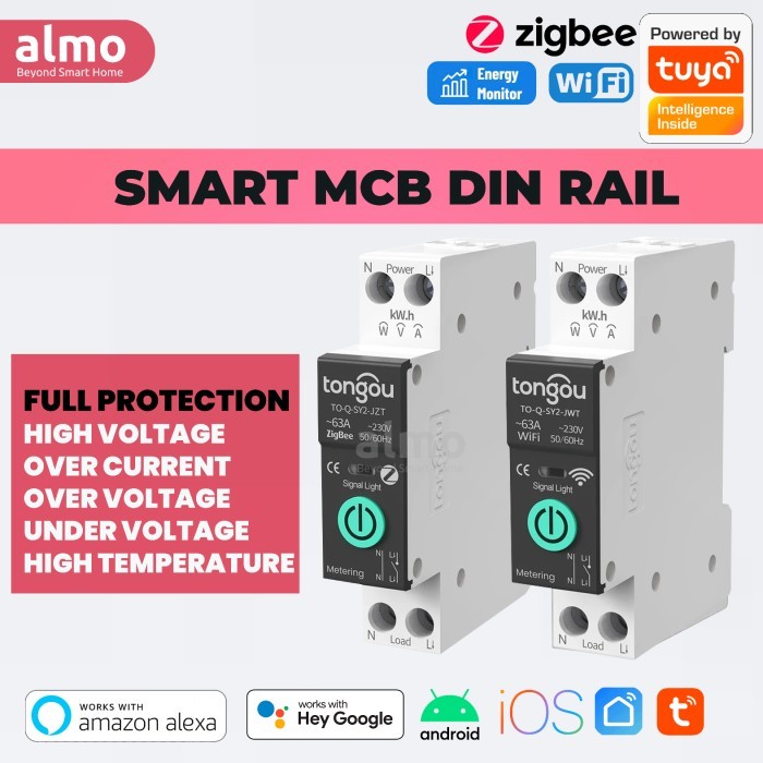 Jual Tuya ZigBee Wifi Smart MCB 1P 1A-63A Power Monitoring Full ...