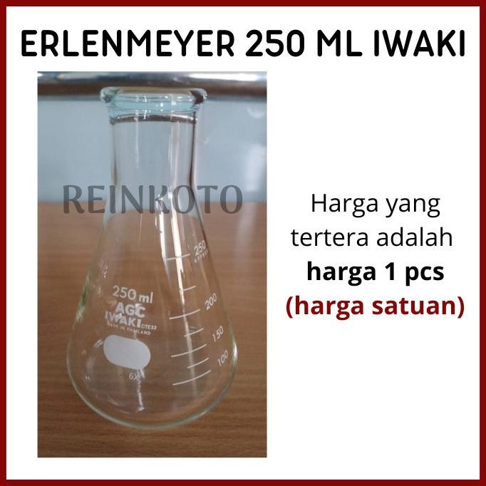 Jual IWAKI ERLENMEYER FLASK 250 mL / LABU ERLENMEYER ORIGINAL | Shopee Indonesia