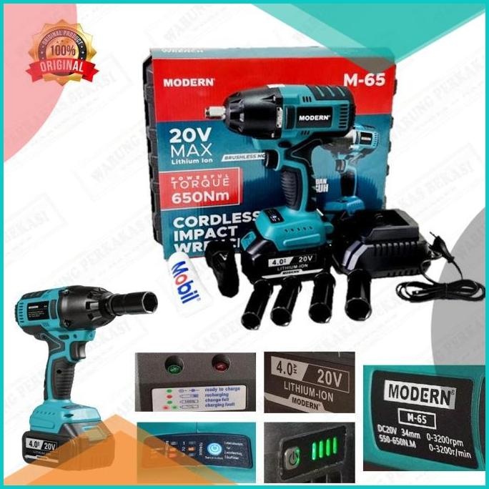 Jual BRUSHLESS MODERN M65 20V Cordless Mesin Impact Wrench 1/2" Impek ...