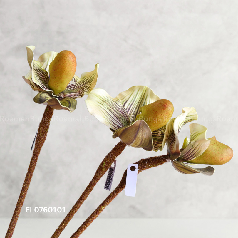 Jual Lady Slipper Anggrek Real Touch Artificial / Bunga Artifisial ...