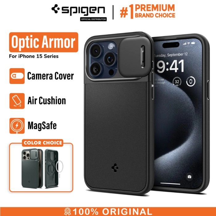Jual Original Case iPhone 15 Pro Max Plus Spigen Optic Armor Casing ...