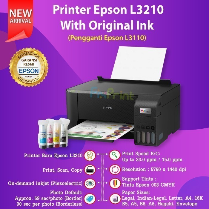 Jual Epson EcoTank L3210 / L3216 A4 All-in-One Ink Tank Printer | Shopee Indonesia