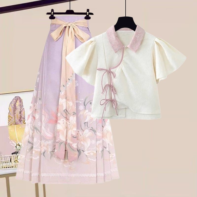 Jual 8 Hanfu Set Rok Wajah Kuda Super, Atasan Lengan Pendek Modis Gaya ...