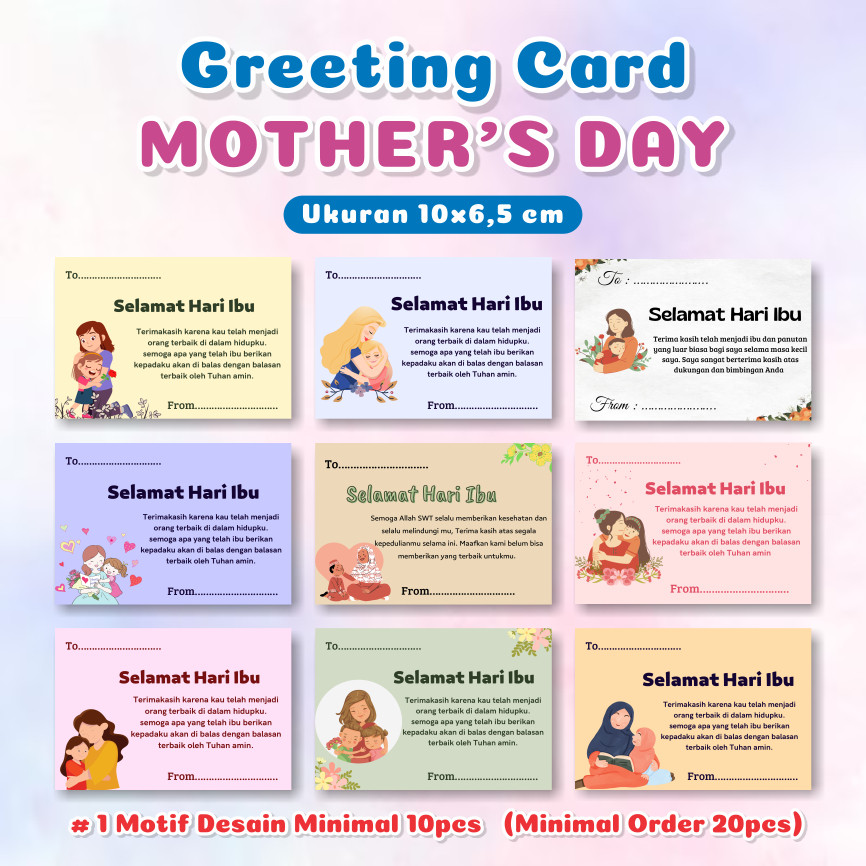 Jual Greeting Card MOTHER'S DAY Ukuran 10 x 6,5 cm - Gift Card - Kartu ...