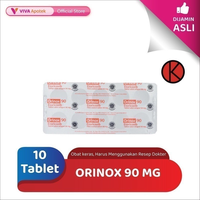 Jual Orinox 90 mg / Etoricoxib / Pereda Nyeri / Nyeri Otot (10 Tablet ...