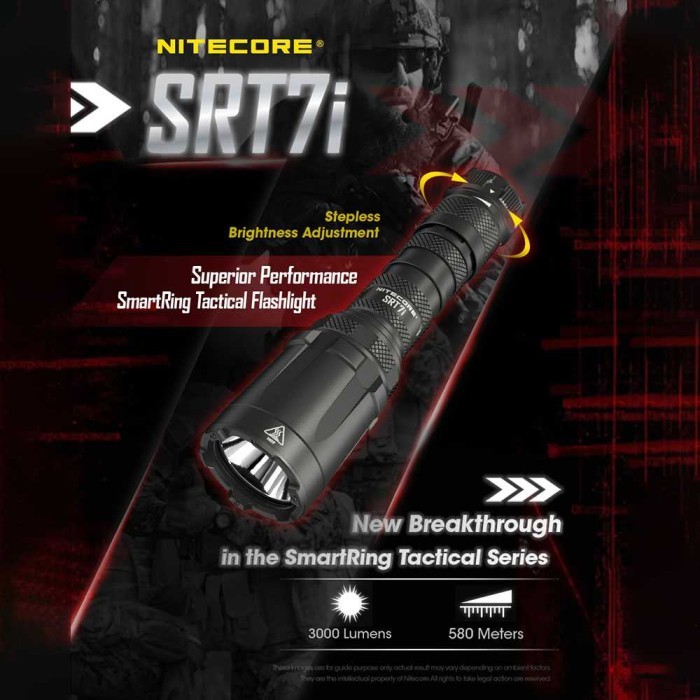 Jual NITECORE LED Tactical Flashlight Luminus SFT-70 5000mAh 3000lm SRT7i | Shopee Indonesia