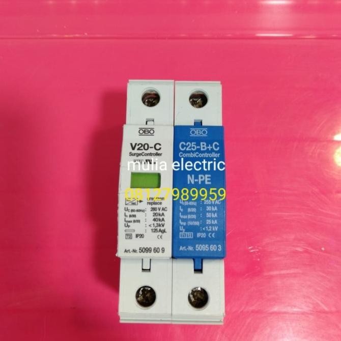 Jual surge Arrester OBO V-20C(280Vac) 1phase + 1phase C25-B+C(255Vac ...