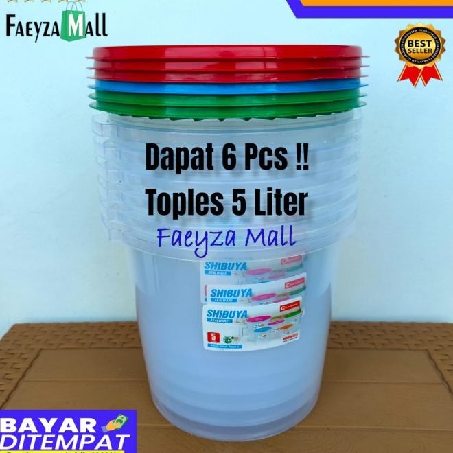 Jual Ter !! Dapat 6 Pcs Toples Plastik 5 Liter / Toples Kerupuk | Shopee Indonesia