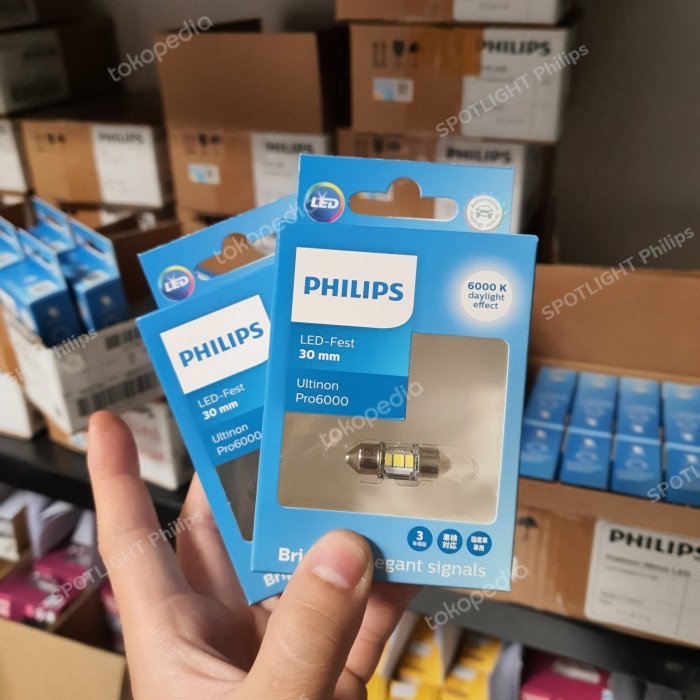 Jual PHILIPS FESTOON 30MM ULTINON PRO6000 30MM LAMPU KABIN LAMPU ...