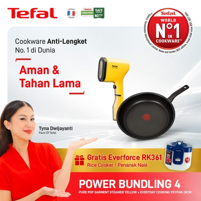 Jual Tefal Power Bundle 4 - Pure Pop Garment Steamer Yellow (1pc) + Everyday Cooking Frypan 28cm ...