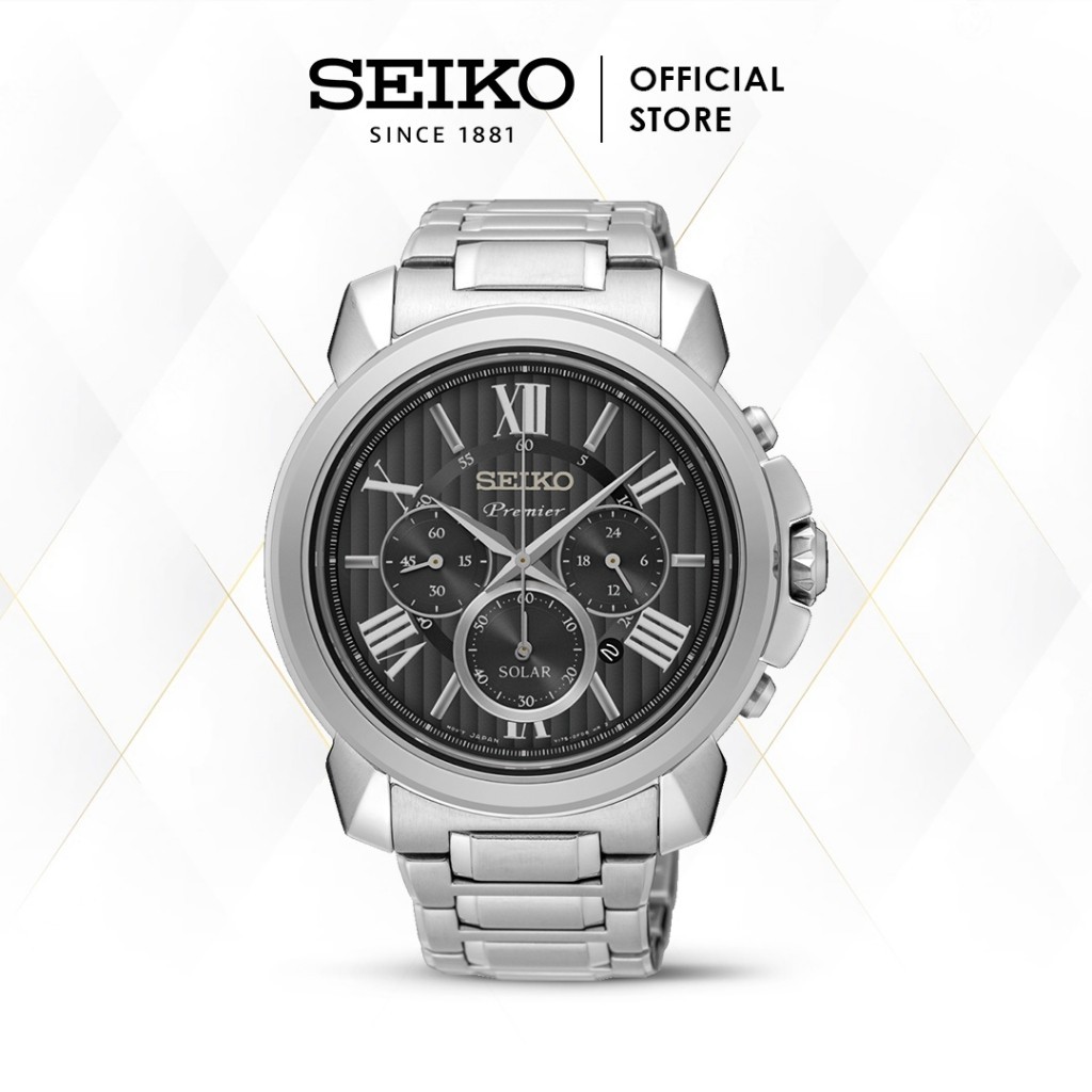 Jual Jam Tangan Pria Seiko Premier Solar Chronograph Black Dial ...