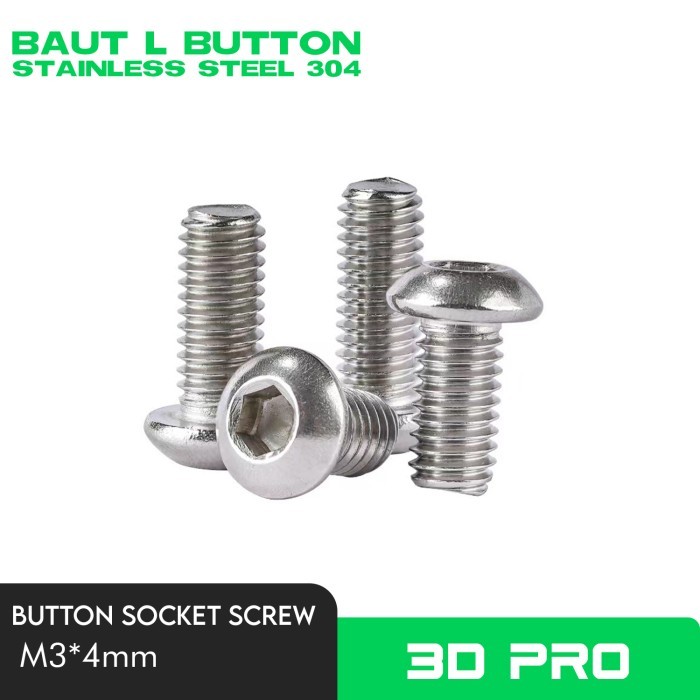 Jual Baut L Button Hex Head Screw Stainless Steel M3 4mm 6mm 8mm 10mm 16mm | Shopee Indonesia