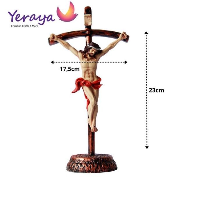 Jual Salib Duduk Resin Motif Tembaga 23cm Pajangan Salib Meja Yesus ...