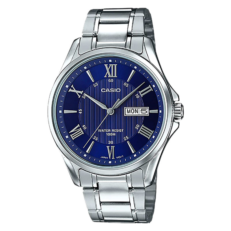 Jual Jam Tangan Pria Casio General MTP-1384D-2AVDF MTP1384D MTP-1384D Blue Dial Stainless Steel ...