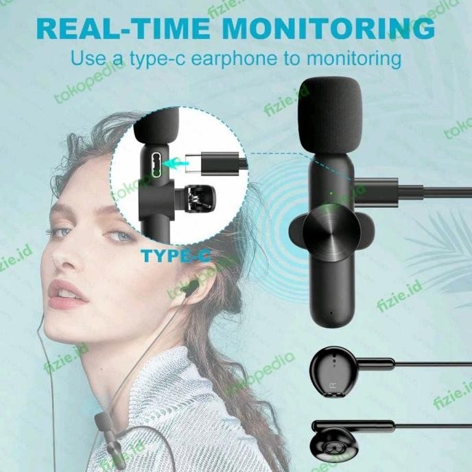 Jual Mic Wireless Clip On Smartphone Lavalier Microphone Vlogger ...