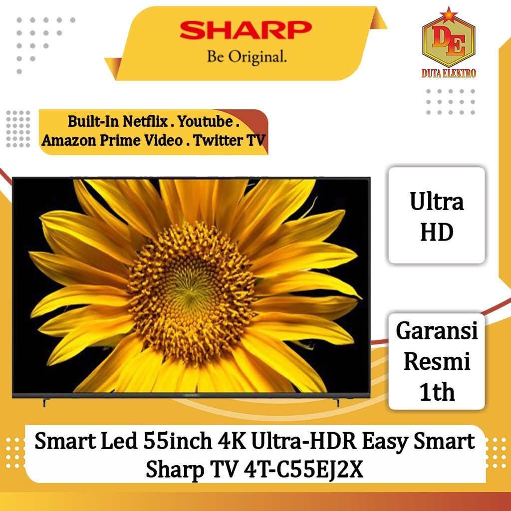 Jual Smart Led 55inch Sharp 4TC 55 EJ2X 4K Ultra HDR Easy Smart TV ...