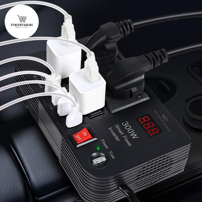 Jual Power Inverter Mobil DC 12V to AC 220V 200-300W USB Port Fast ...