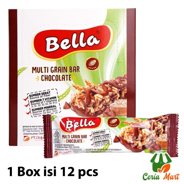 Jual Granola Bar Bella Multigrain Chocolate Snack Sereal Bar Box isi 12 ...