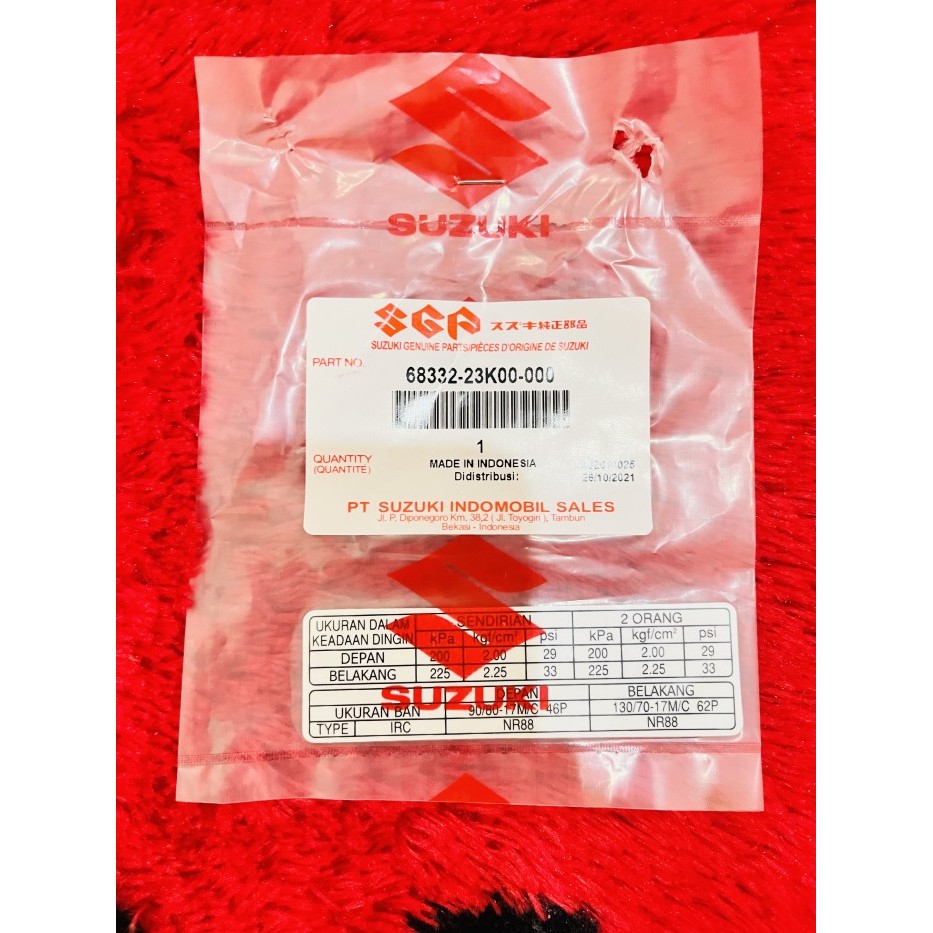 Jual Stiker Label Tekanan Ban-Tire Information Suzuki Gsx Original Sgp ...