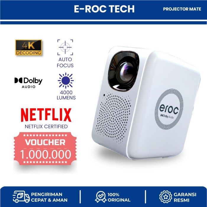 Jual Eroc Smart Projector - Auto Focus - Dolby Audio Wifi - Model MATE ...