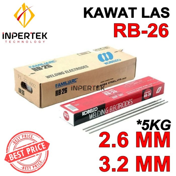 Jual KAWAT LAS RB26 2.6MM 3.2MM KOBELCO 5KG ELEKTRODA RB 26 WELDING LISTRIK | Shopee Indonesia