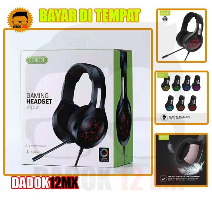Jual HEADSET GAMING ROBOT RHG-10 With LED 7 Colour/Earphone Gamers/Pubg ...