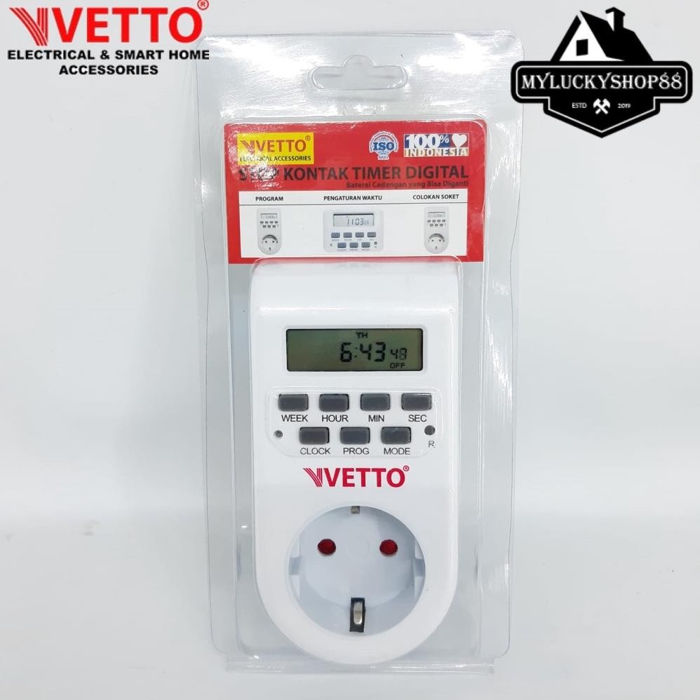 Jual Vetto Stop Kontak Timer Digital Colokan Listrik 16A Max 1 Minggu ...
