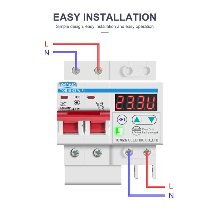 Jual Smart Mcb Wifi Ac 63A 2P Over Under Voltage Current Protection Timer | Shopee Indonesia
