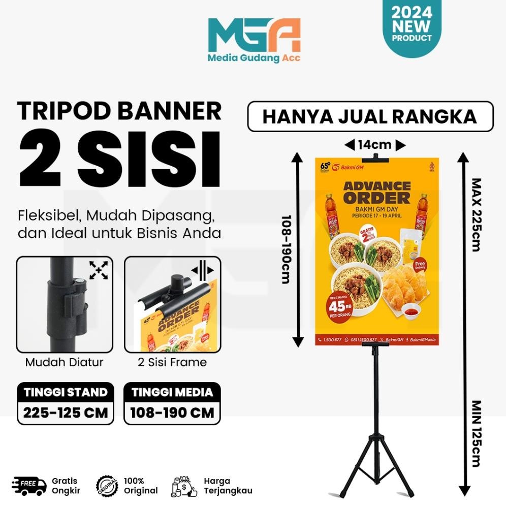 Jual READYYY>> TRIPOD BANNER / TRIPOD STAND BANNER / TRIPOD BANNER 2 SISI DISPLAY | Shopee Indonesia