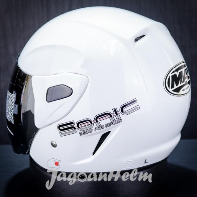Jual New Helm Maz Helm Sonic | Solid White | Single Visor | Shopee ...