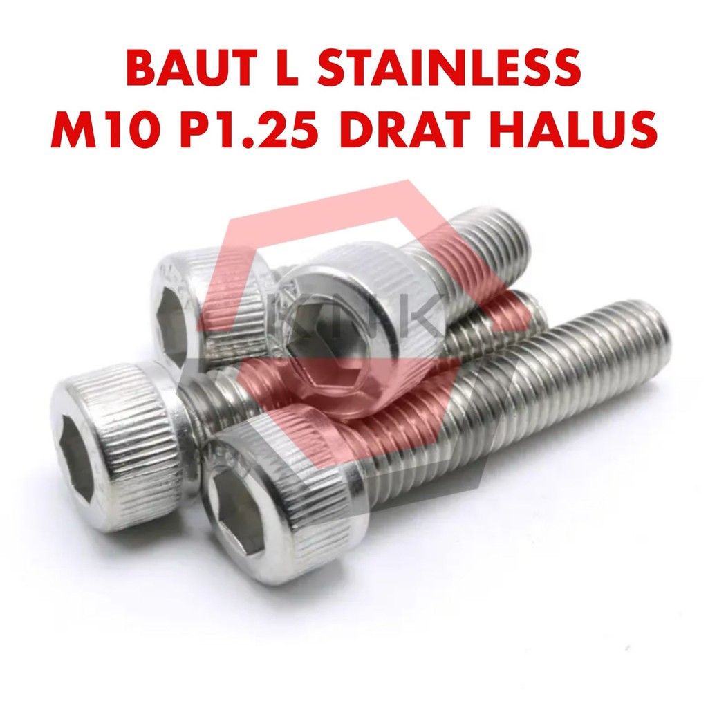 Jual BAUT L M10x80 P1.25 DRAT HALUS STAINLESS STEEL | Shopee Indonesia
