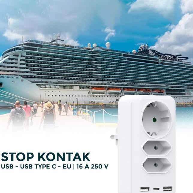Jual Stop Kontak Soket Listrik Usb Type C Eu Plug Flame Retant 16A 250V | Shopee Indonesia