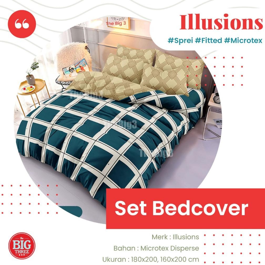Jual (MOTIF BARU) ILLUSIONS Bedcover + Sprei Flat 180x200/160x200 ...