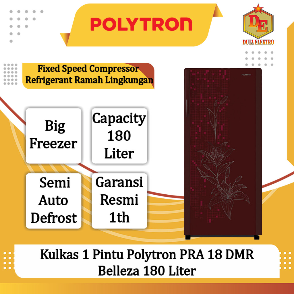 Jual Kulkas 1 Pintu Polytron PRA 18 DMR Belleza 180 Liter | Shopee Indonesia