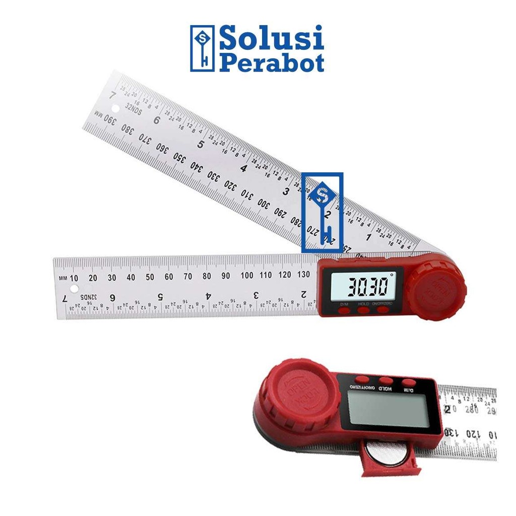 Jual Pengukur Sudut Digital Transparan 200-300mm 360 Derajat 2in1 AI37 SP / Ruler Angle / Busur ...