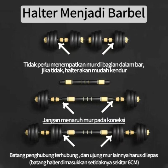 Jual Dumbbell Barbel set peralatan fitness 40 kg bisa disambung Tiang Angka | Shopee Indonesia