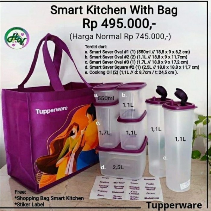 Jual tupperware -Smart kitchen with bag - Ungu gift set kado parcel ...