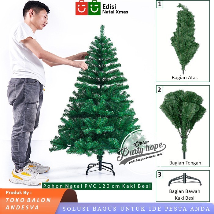 Jual POHON NATAL PVC KAKI BESI / POHON NATAL CHRISTMAS TREE TINGGI 120 ...