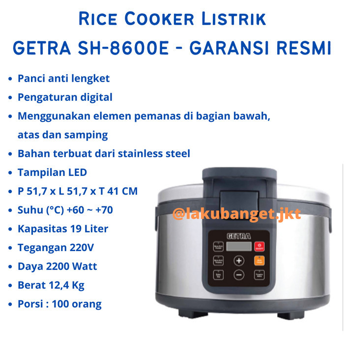 Jual Rice Cooker Listrik GETRA SH-8600E - GARANSI RESMI | Shopee Indonesia