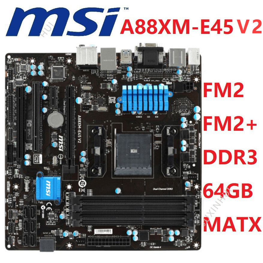 Jual Motherboard Desktop MSI A88XM-E45 V2 bekas AMD A88X Socket FM2/FM2+ DDR3 64GB MATX Asli ...