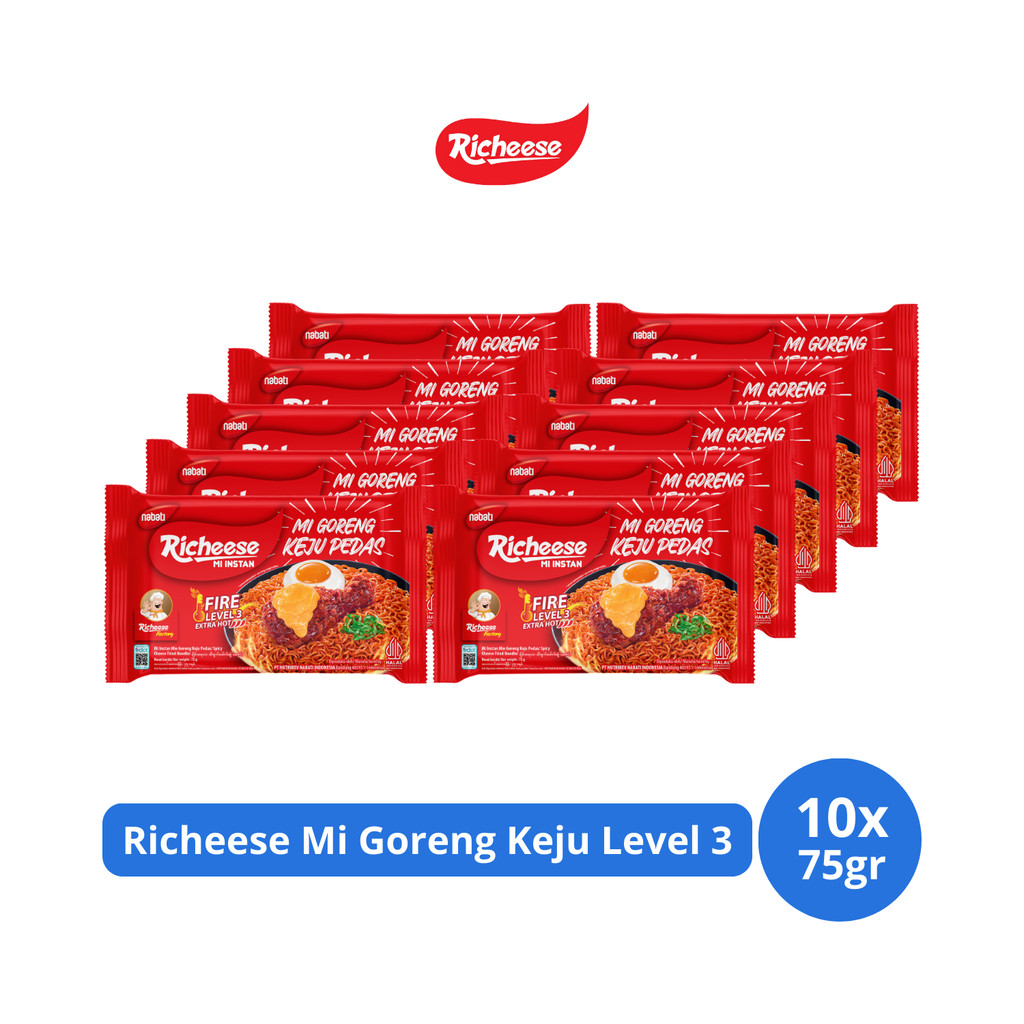 Jual Richeese Mi Goreng Keju Level 3 75gr x 10 pcs | Shopee Indonesia