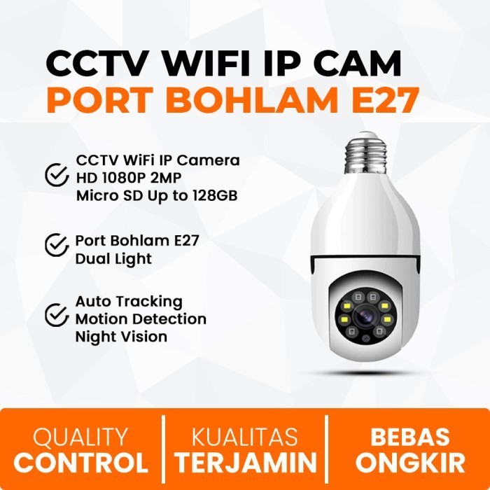 Jual Kamera CCTV WiFi Ip Camera Full HD 1080 Port Lampu Bohlam E27 PTZ 2MP | Shopee Indonesia