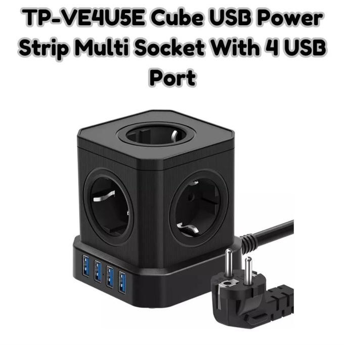 Jual TP-VE4U5E Cube USB Power Strip Multi Socket With 4 USB Port Stop ...